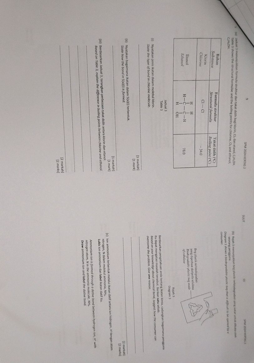 (a) Jadual 3 menunjukkan formula struktur | StudyX