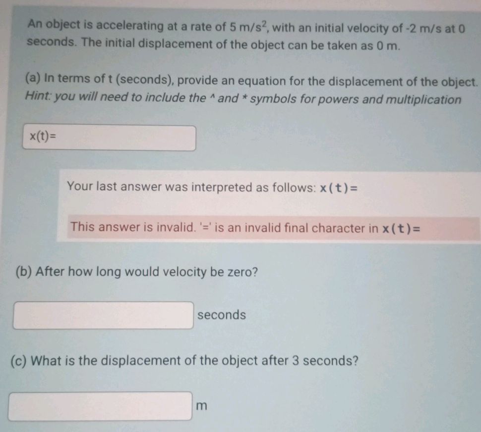 An object is accelerating at a rate of 5 | StudyX