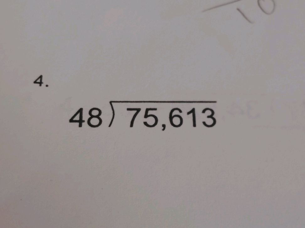 Long Division Problem: 48 divided into 75,613