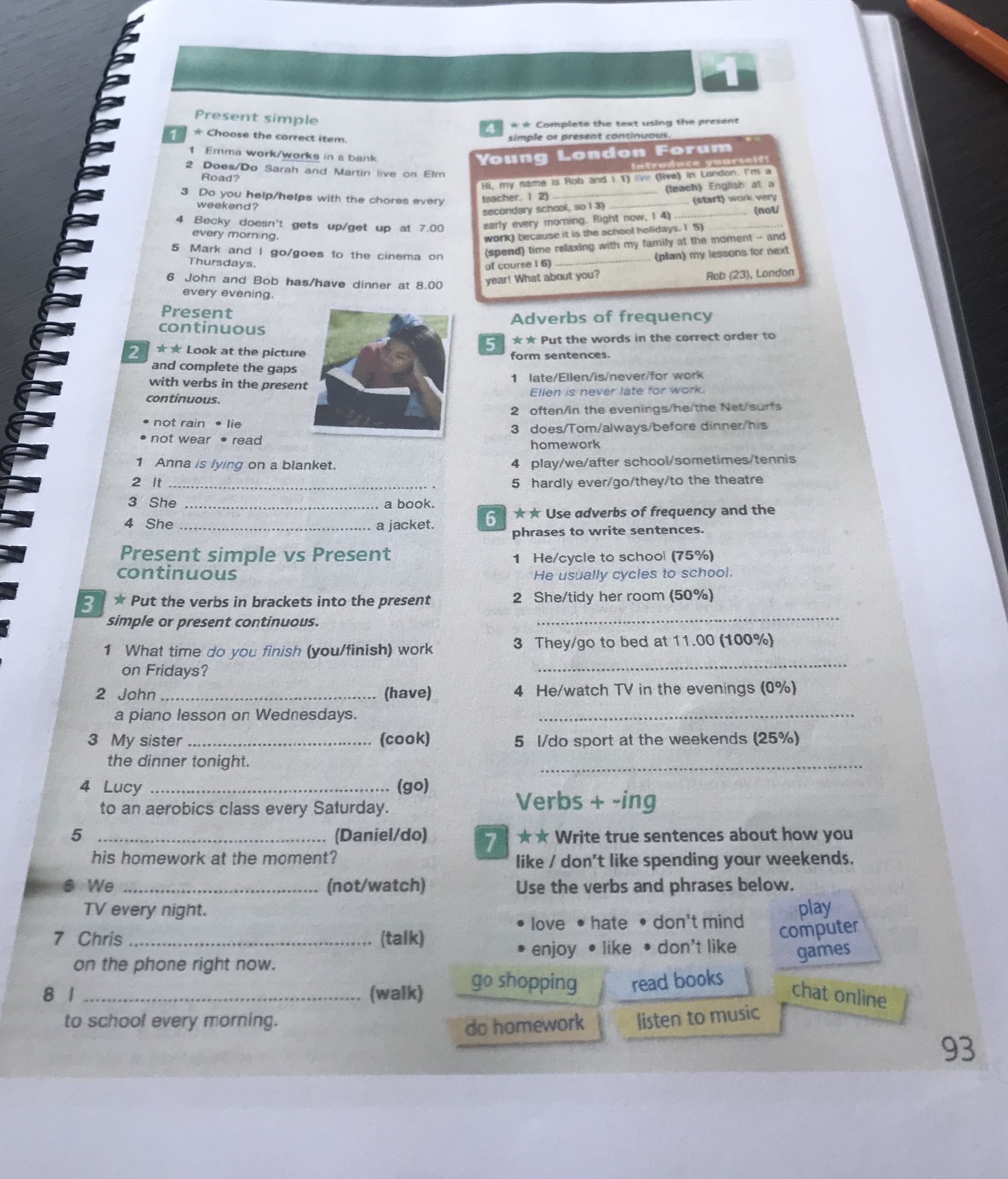 1 Choose the correct item. 1 Emma work/works | StudyX