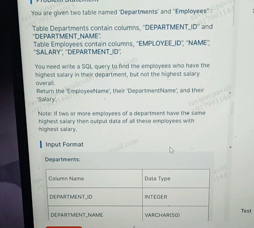 You are given two table named 'Departments' | StudyX