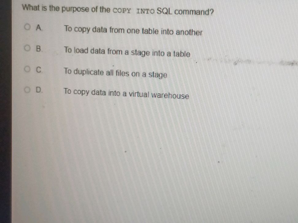 What is the purpose of the COPY INTO SQL | StudyX