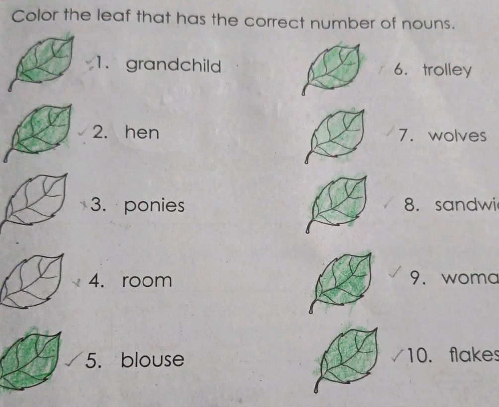 Color the leaf that has the correct number | StudyX