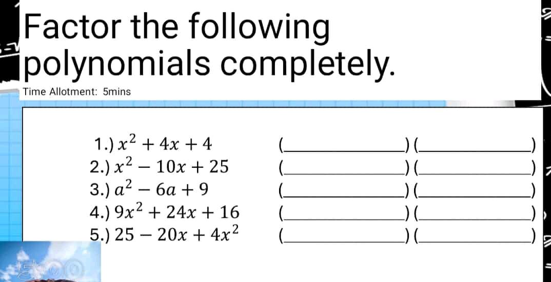 Factor the following polynomials completely.