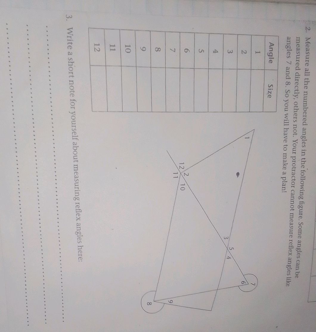 2. Measure all the numbered angles in the | StudyX