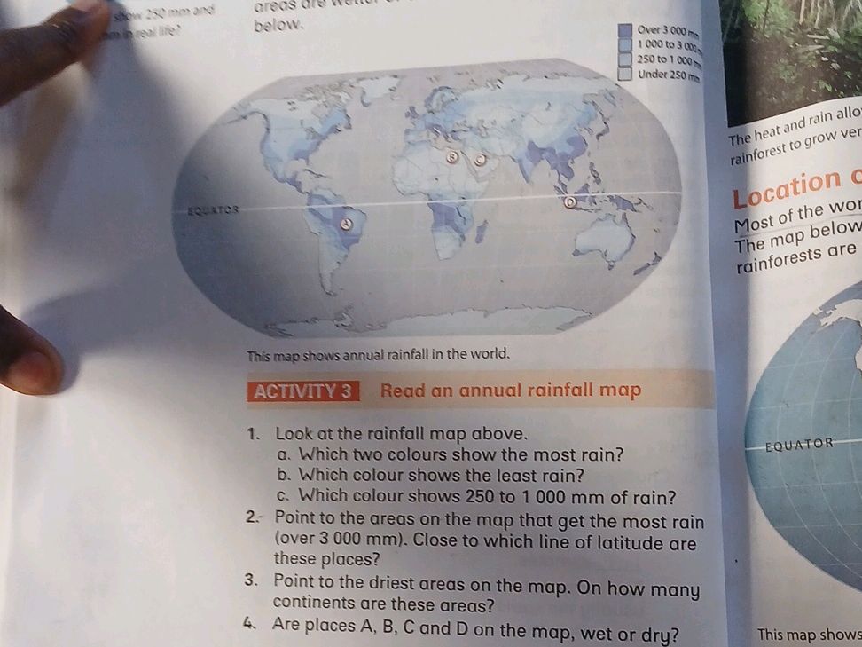 This map shows annual rainfall in the world. | StudyX