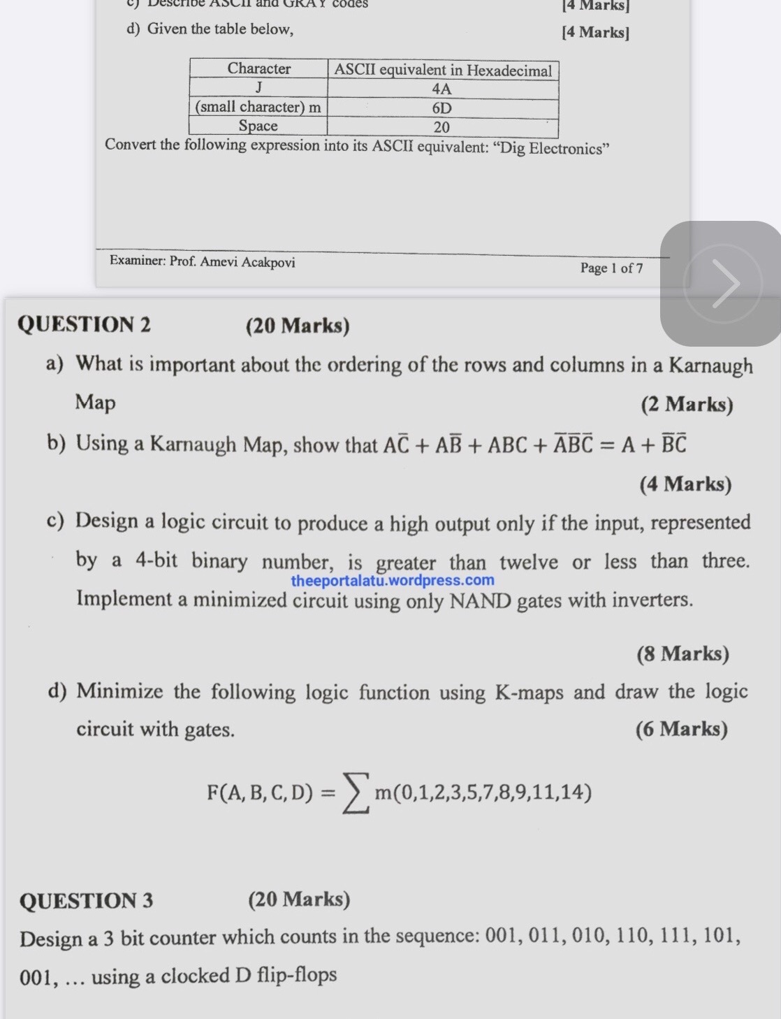 d) Given the table below, | Character | | StudyX