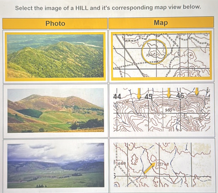 Select the image of a HILL and it's