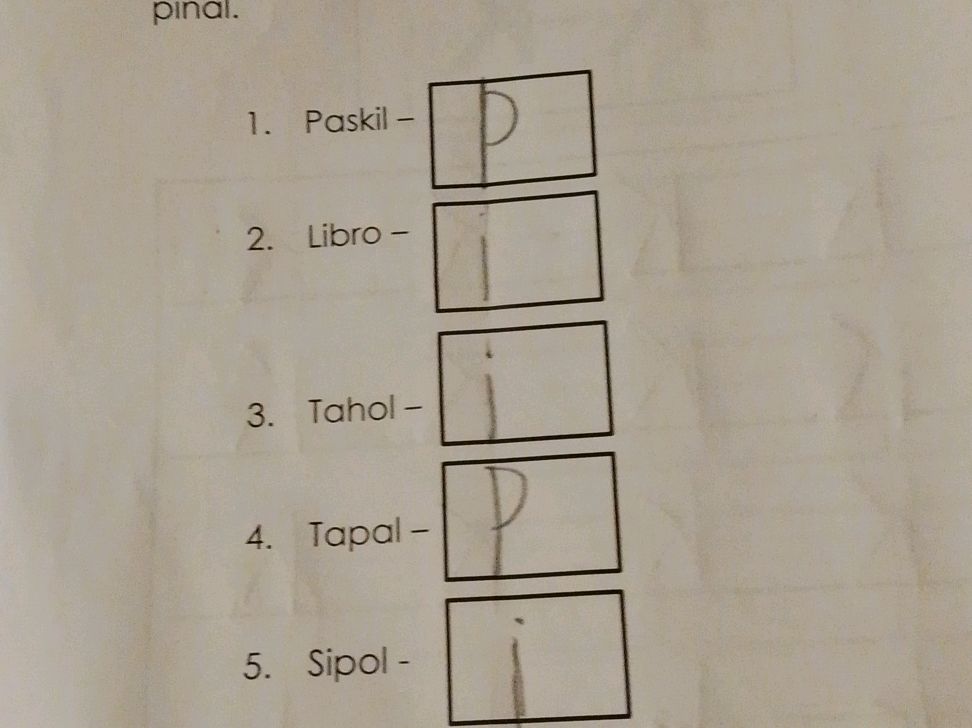 1. Paskil - P 2. Libro - i 3. Tahol - i 4. | StudyX