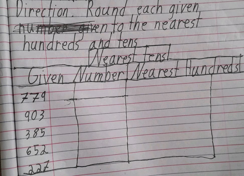 Direction. Round each given number to the | StudyX