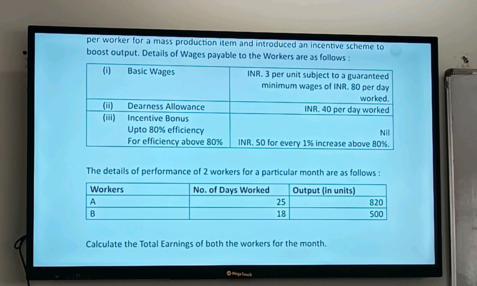Details of Wages payable to the Workers are | StudyX
