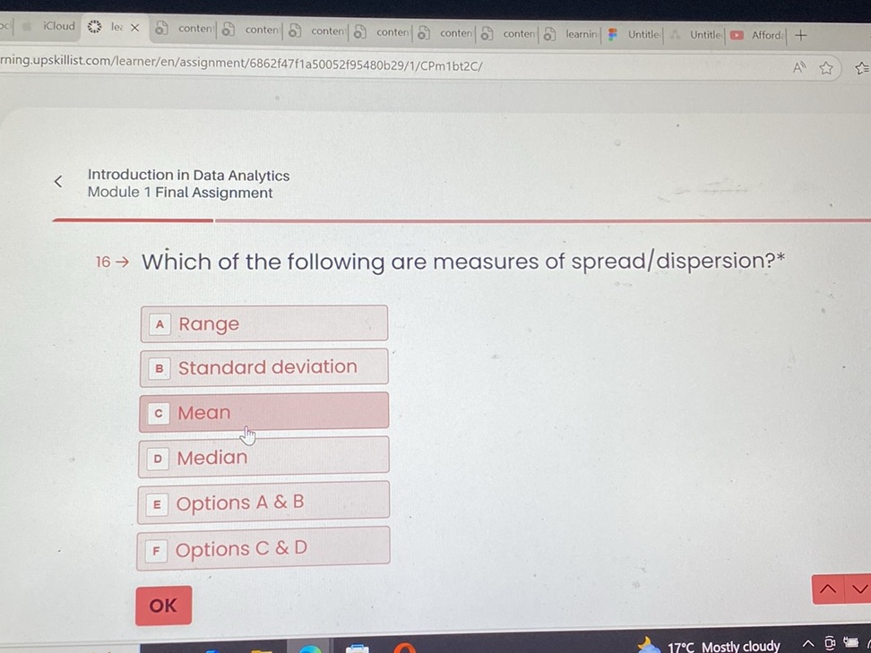 16 → Which of the following are measures of | StudyX