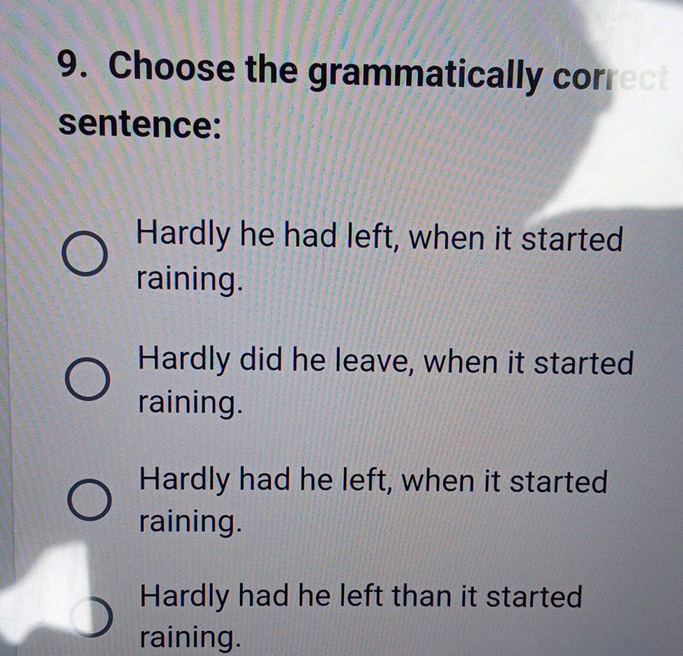 Choose the grammatically correct sentence: