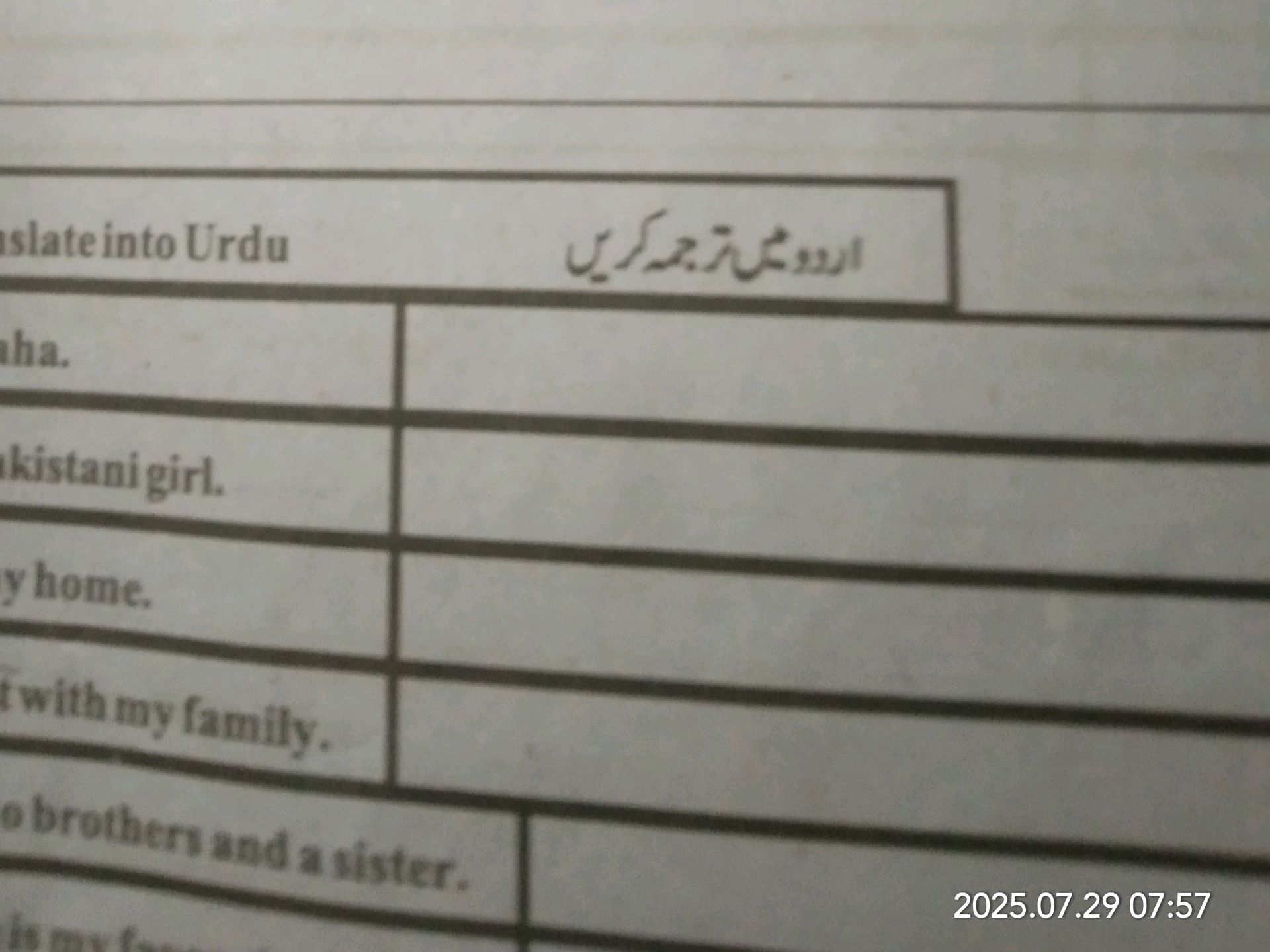 Translate into Urdu | English | Urdu | | StudyX