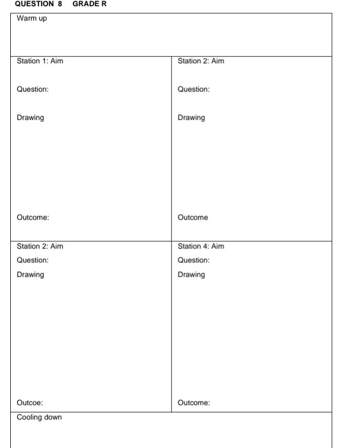 QUESTION 8 GRADE R Warm up Station 1: Aim | StudyX