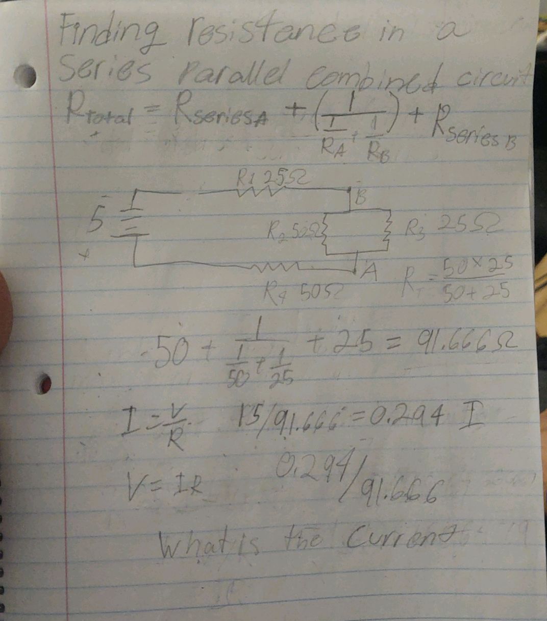 Finding resistance in a series parallel | StudyX