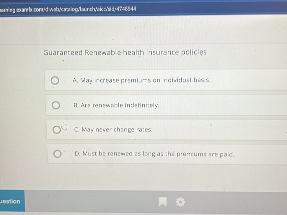 Guaranteed Renewable health insurance