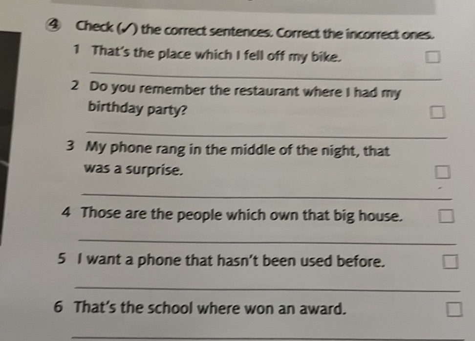 ④ Check ( ) the correct sentences. Correct | StudyX