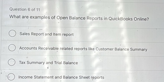 Question 6 of 11 What are examples of Open