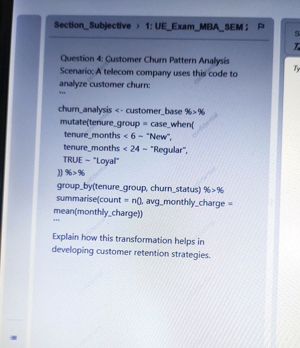 Question 4: Customer Churn Pattern Analysis