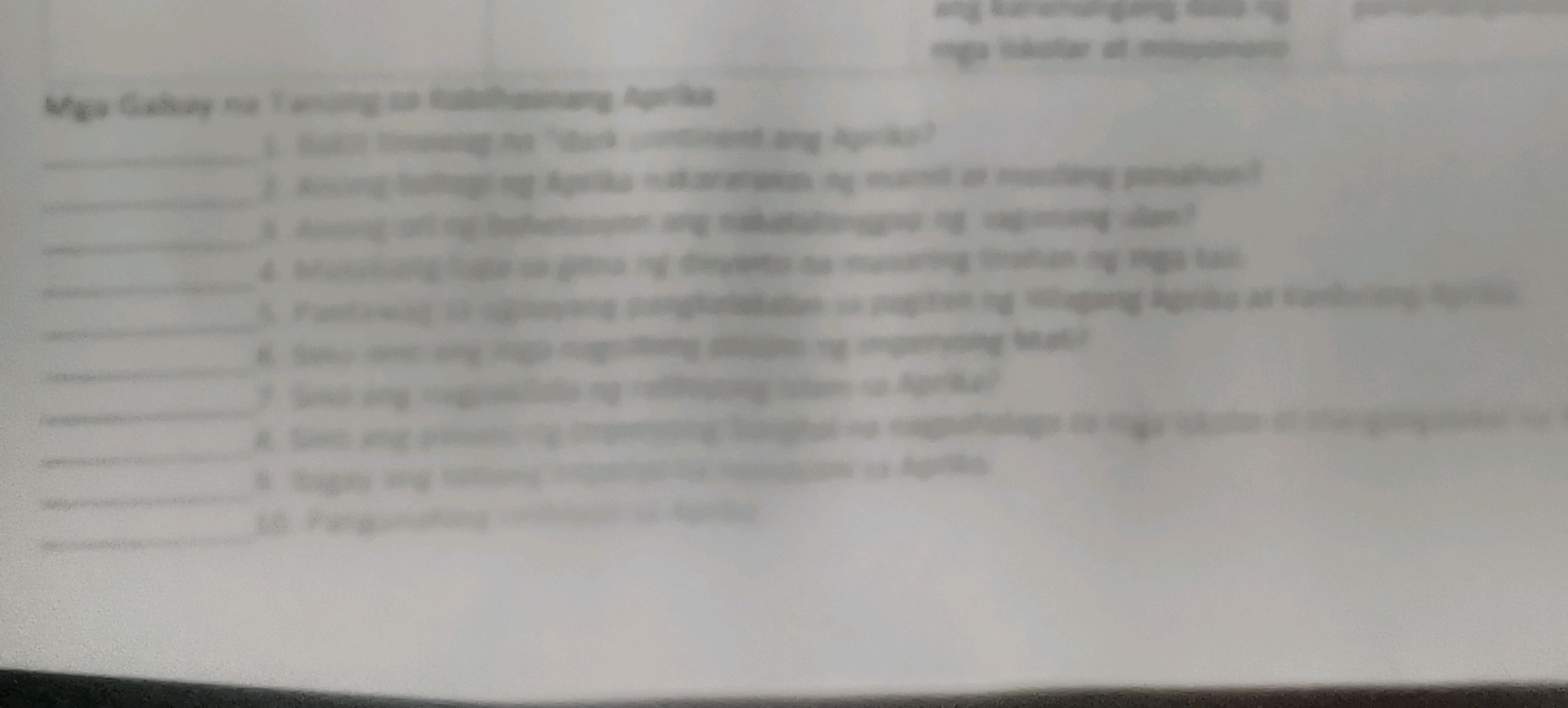 Mga Gabay na Tanong sa Kabihasnang Aprika 1.