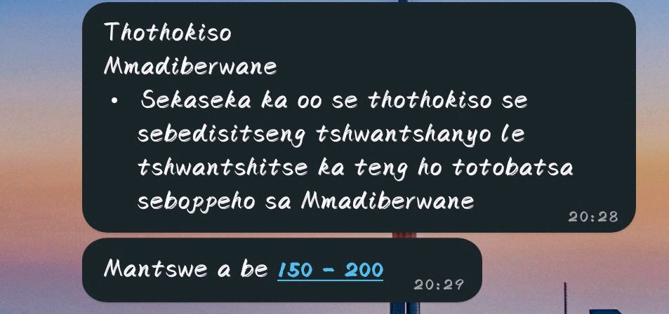 Thothokiso Mmadiberwane • Sekaseka ka oo | StudyX