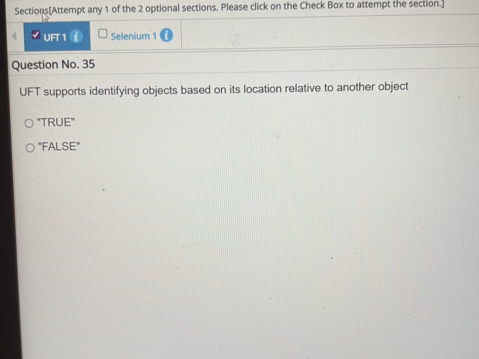 Question No. 35 UFT supports identifying