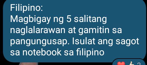 Filipino: Magbigay ng 5 salitang | StudyX
