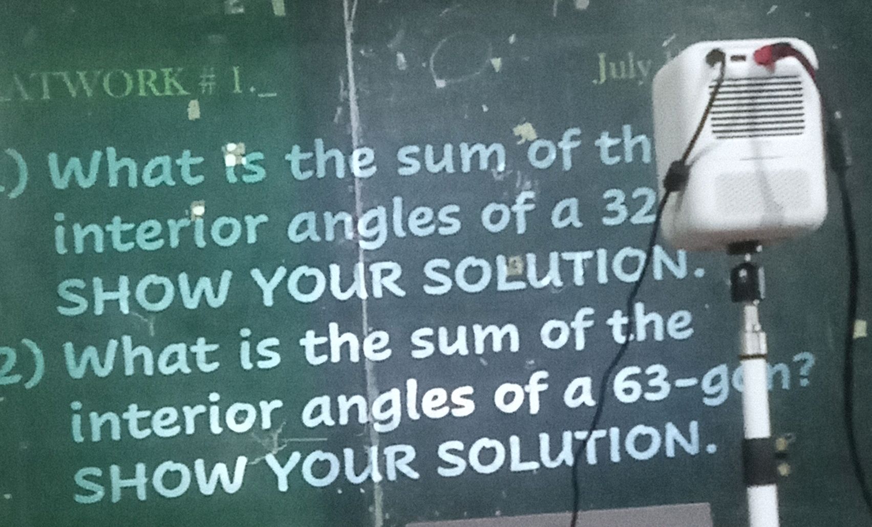 1) What is the sum of the interior angles of | StudyX
