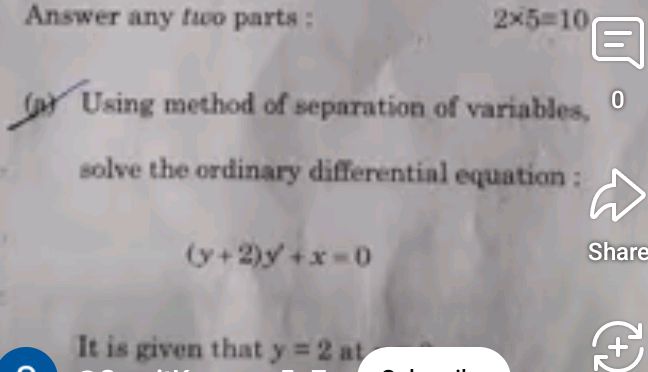 (a) Using method of separation of variables, | StudyX