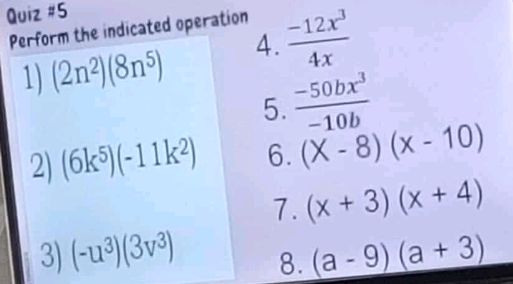 Perform the indicated operation 1) | StudyX