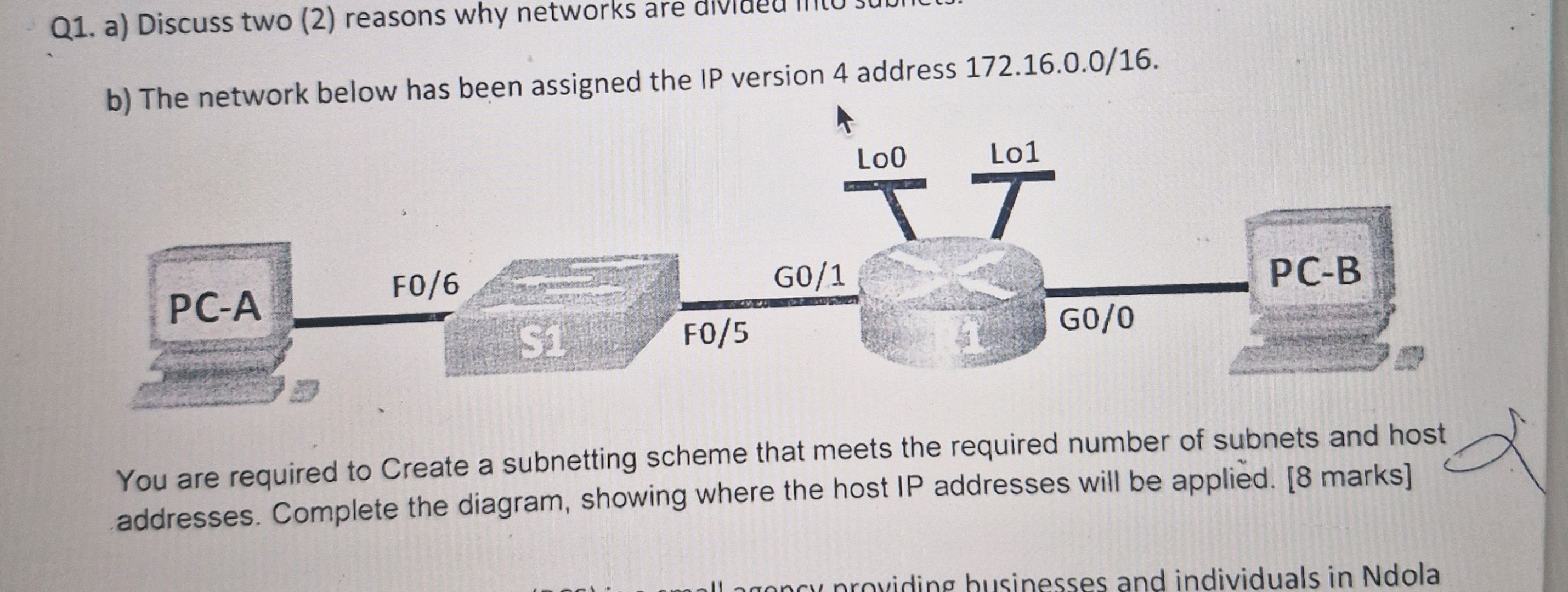 Q1. a) Discuss two (2) reasons why networks | StudyX