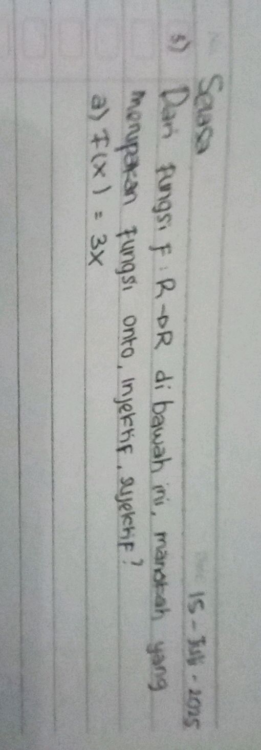 5) Dari fungsi F: R -> R di bawah ini, | StudyX