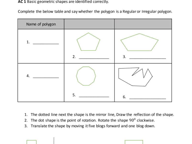 Complete the below table and say whether the