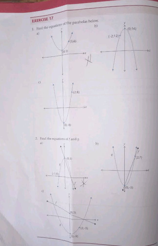 EXERCISE 17 1. Find the equations of the