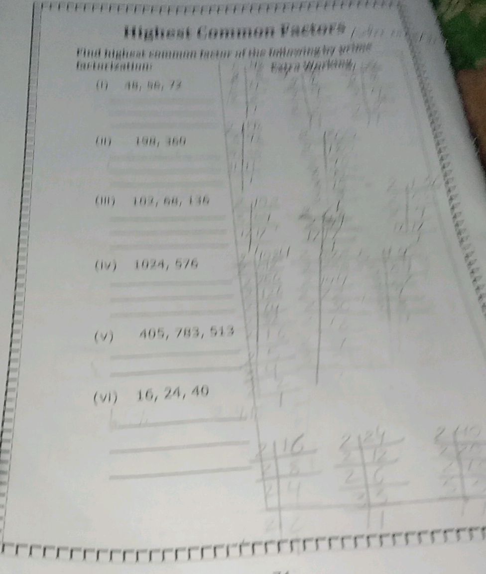 Find highest common factor of the following | StudyX