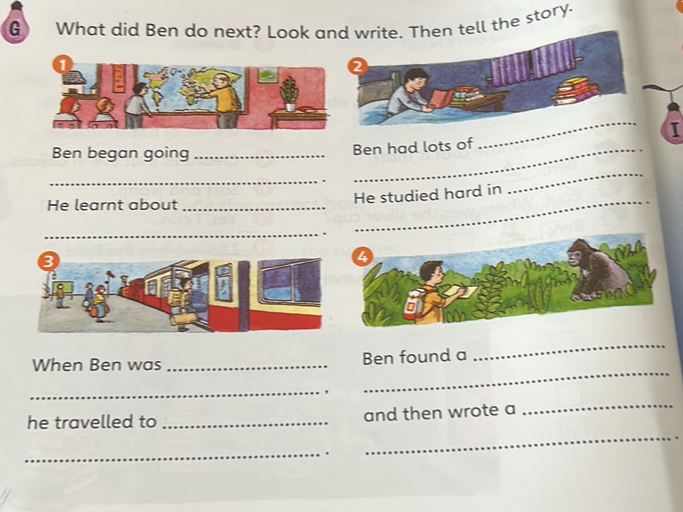 What did Ben do next? Look and write. Then | StudyX