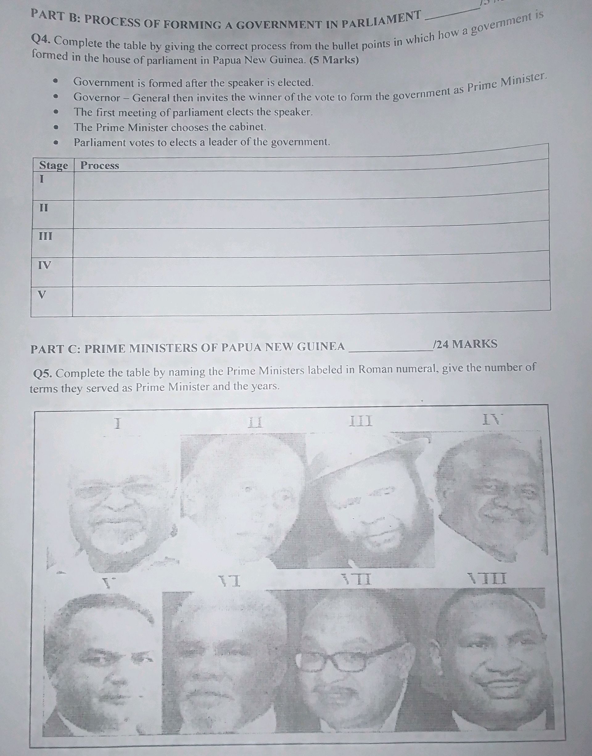 PART B: PROCESS OF FORMING A GOVERNMENT IN | StudyX