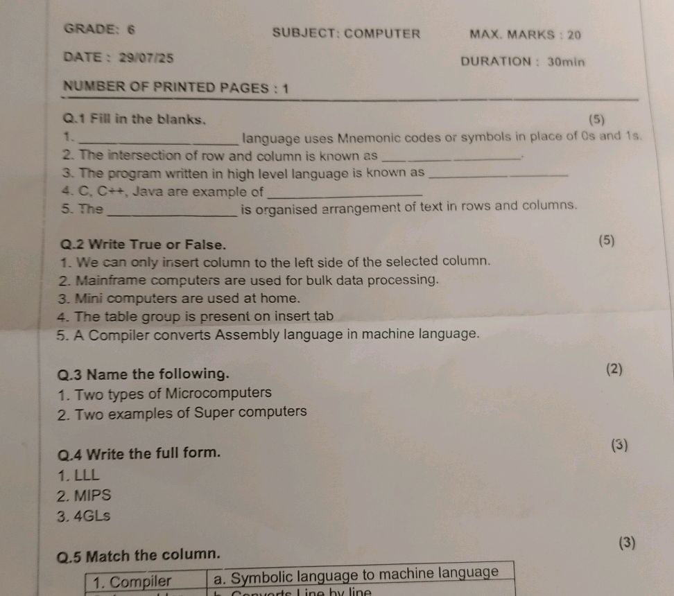 Q.1 Fill in the blanks. 1. language uses | StudyX