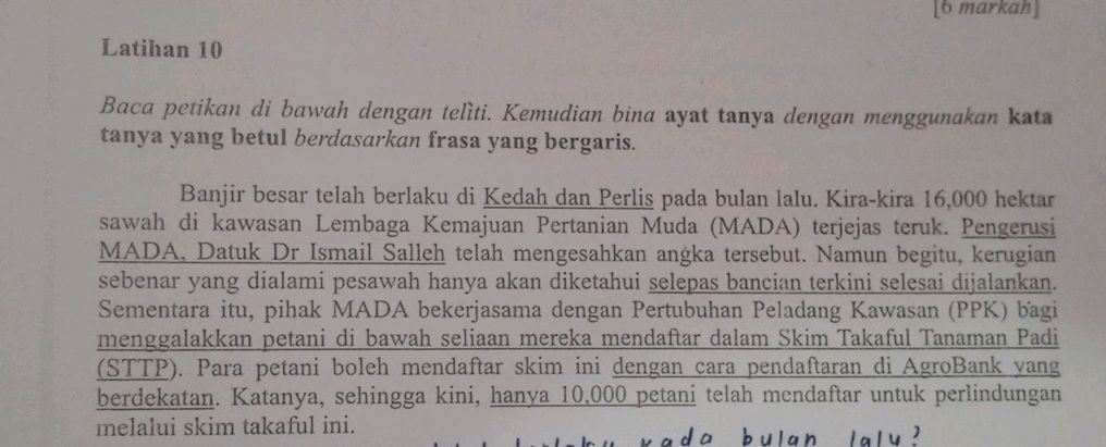 Baca petikan di bawah dengan teliti. | StudyX