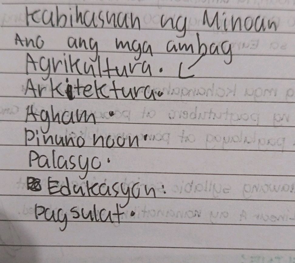 Kabihasnan ng Minoan Ano ang mga ambag | StudyX