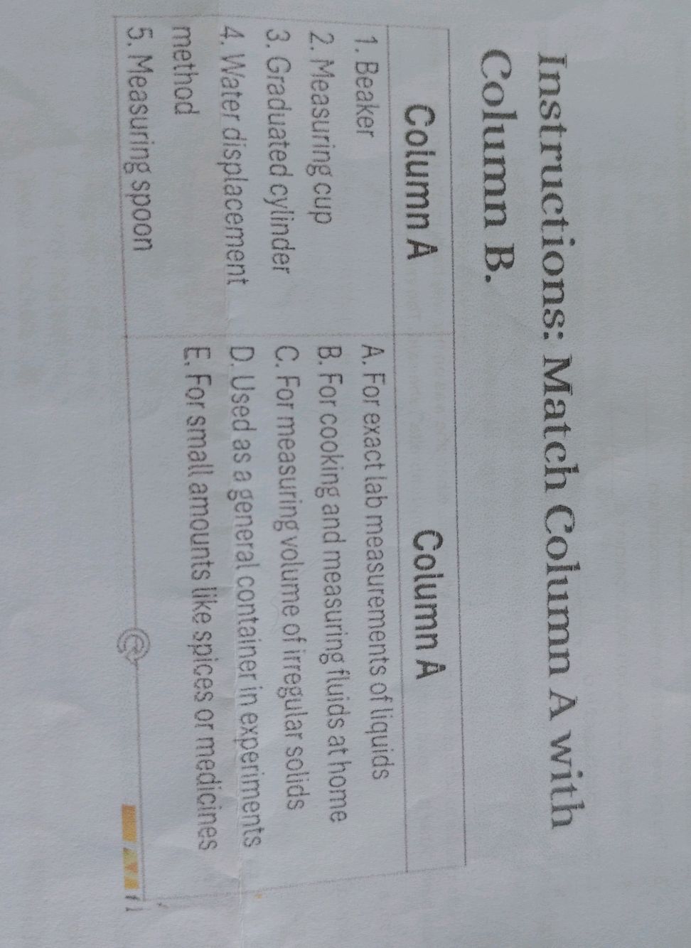Instructions: Match Column A with Column B. | StudyX