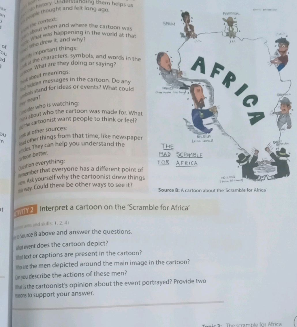 Interpret a cartoon on the 'Scramble for