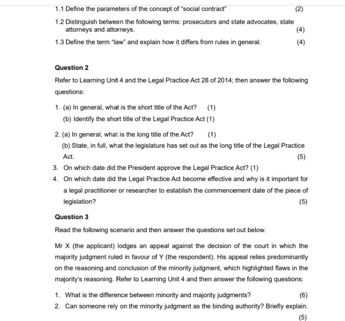 1.1 Define the parameters of the concept of | StudyX