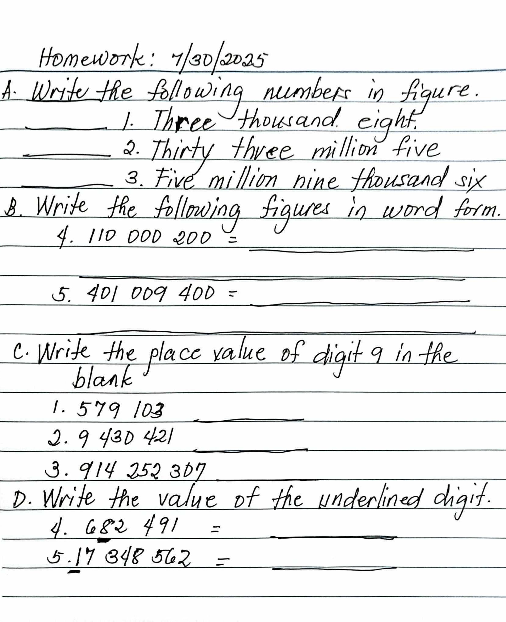 A. Write the following numbers in figure. 1. | StudyX