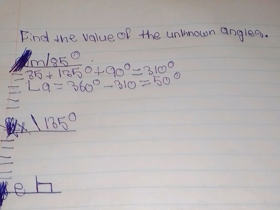 Find the value of the unknown angles. 85 | StudyX