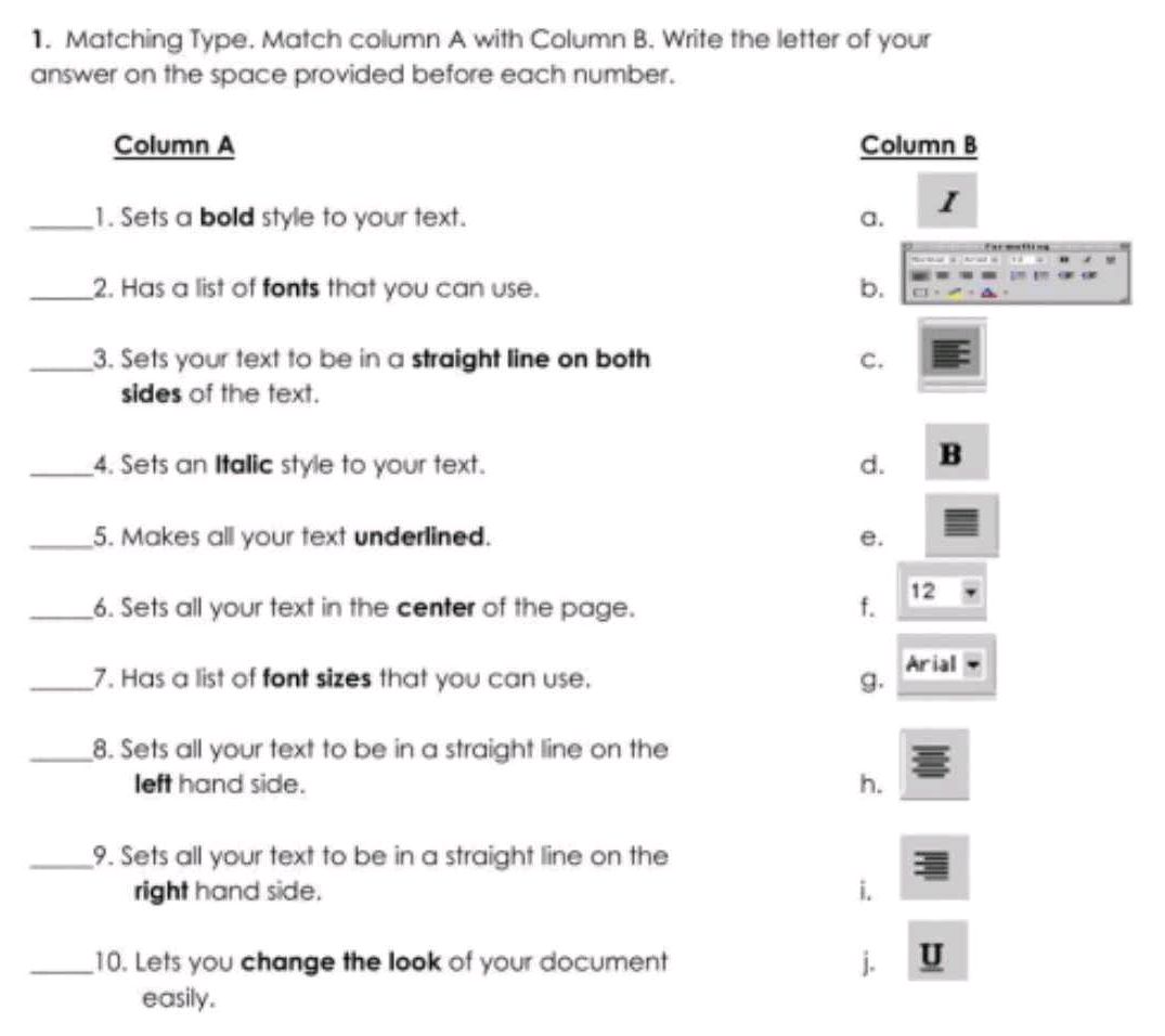1. Matching Type. Match column A with Column | StudyX