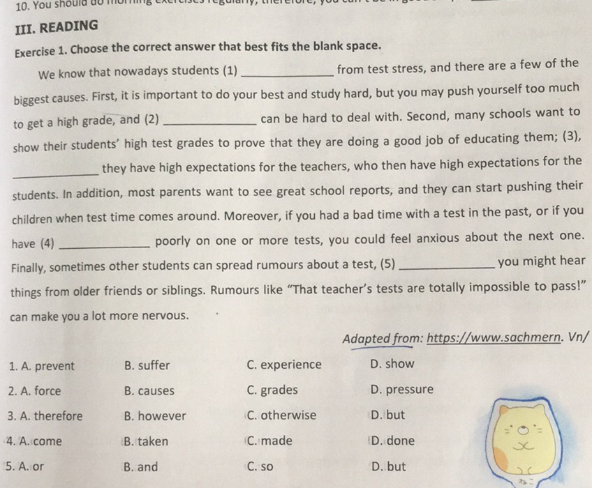 Exercise 1. Choose the correct answer that | StudyX