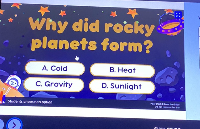Why did rocky planets form? A. Cold B. Heat | StudyX