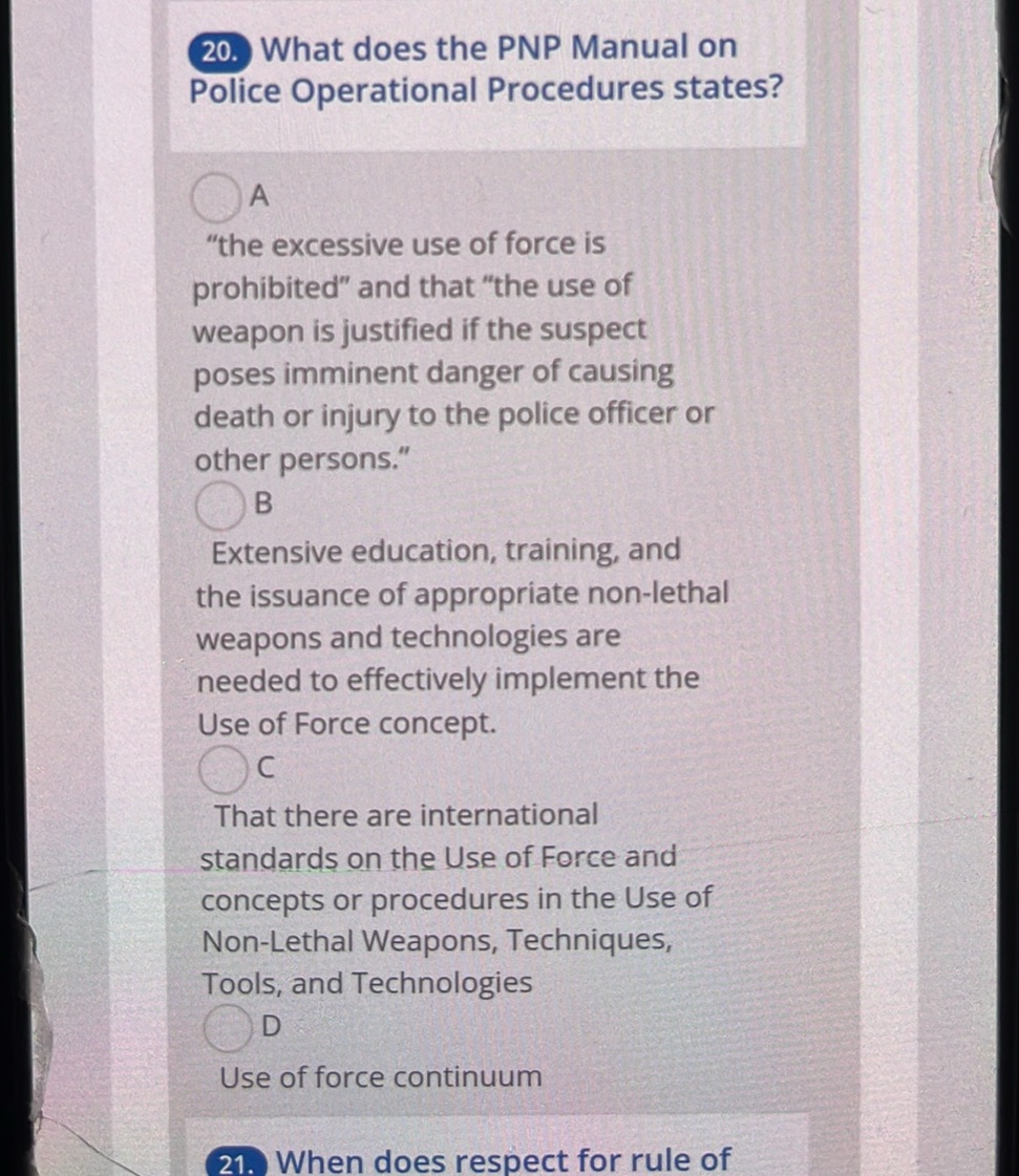 What does the PNP Manual on Police